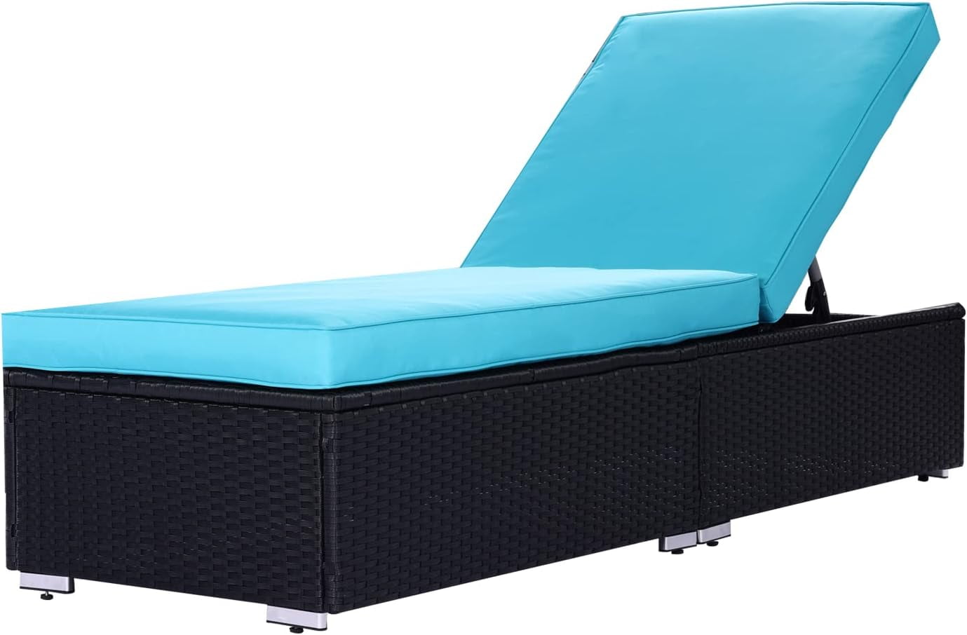 Outdoor PE Wicker Chaise Lounge, Patio Lounge Chair Adjustable ...
