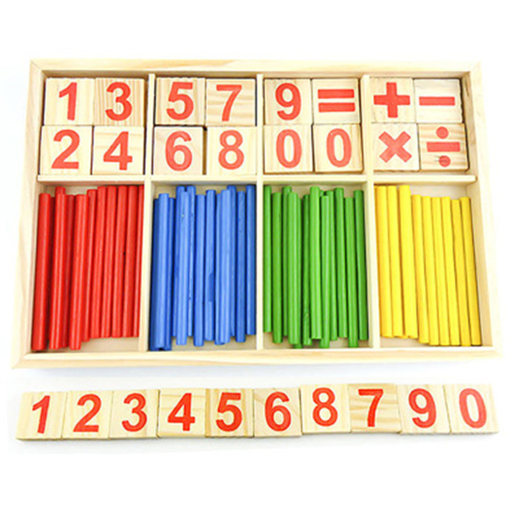 Wooden Counting Sticks And Numbers Blocks Toy Intelligence Sticks For