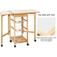 Costway Portable Rolling Drop Leaf Kitchen Storage Tile Top wooden ...