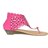 Luo Luo Womens Wedge Heel Sandals Fuschia Rhinestone Embellished Thongs ...