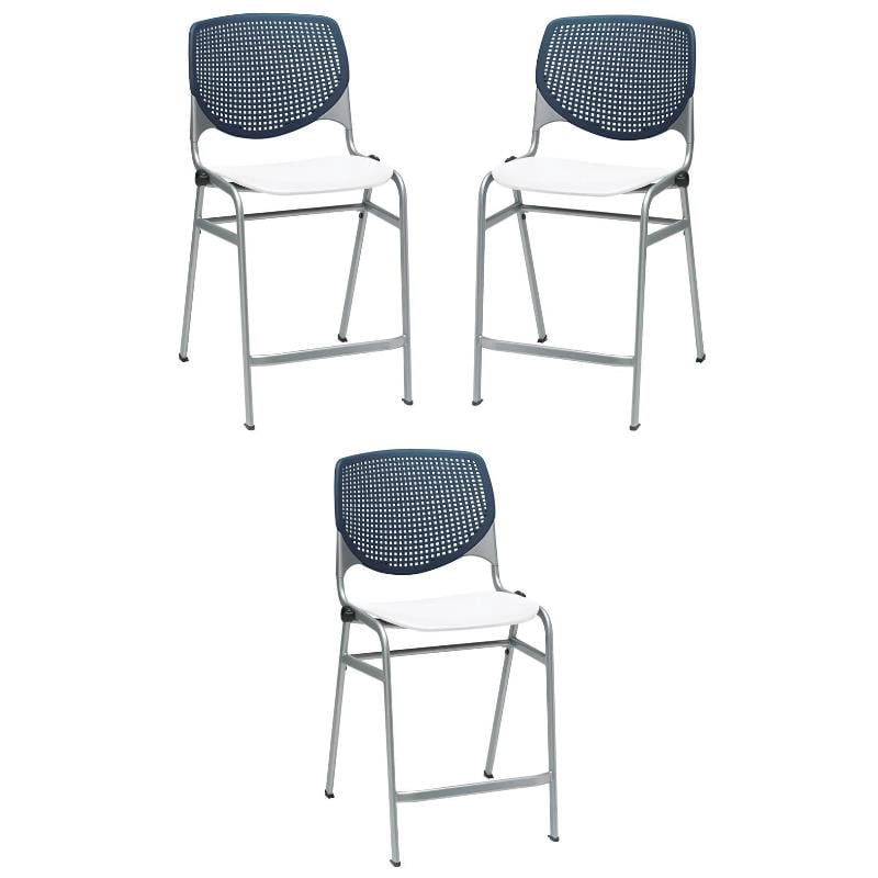 Home Square Plastic Counter Stool in Navy Back - Set of 3 - Walmart.com
