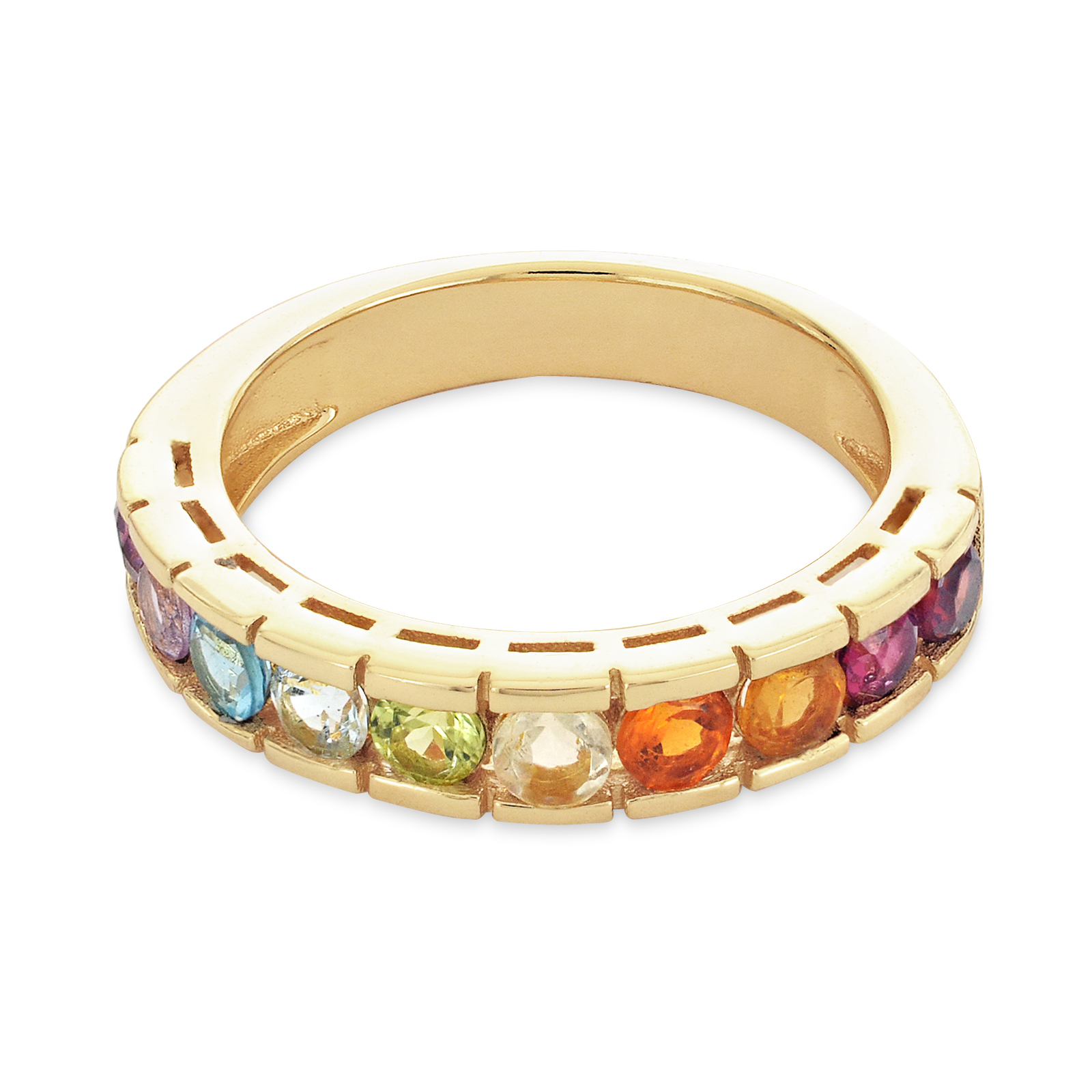 Forever New - 18K Gold Over Sterling Silver Multi Gemstone Ring Size 9 ...