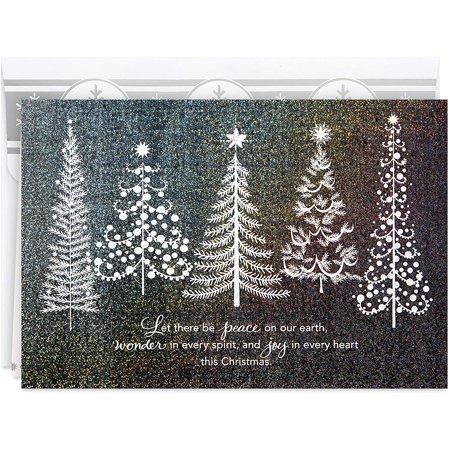 Boxed Christmas Cards (Glitter Foil Trees, 12 Christmas Cards and 13 ...