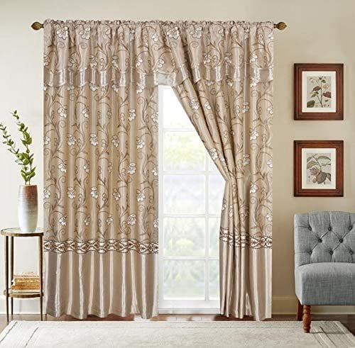 Sapphire Home Window Curtain Panel Set 84 Inch Length W Attached