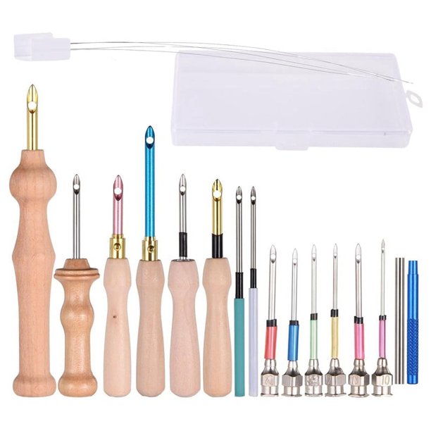 ckepdyeh 18 Piece Embroidery Punch Needle, Punch Pen with Wooden Handle ...