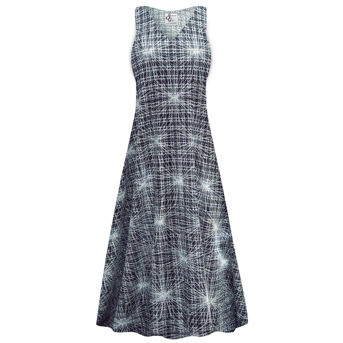 Large Extra Tall Womens High V- Neckline with Sleeveless Dress Silver ...