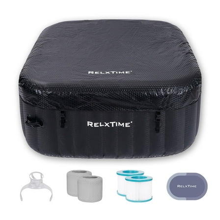 Portable 4-Person Inflatable Spa Hot Tub with Manual Blow Jacuzzi and ...