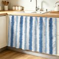 Abstract Blue Stripes Cabinet Curtains for Kitchen 28"W x 51"L, Rustic ...