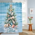 Bathroom Shower Curtain Ocean Conch Starfish Christmas Tree Waterproof ...