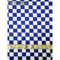 Checkered 1" Royal Blue White Poly Cotton Fabric - Sold By The Yard ...