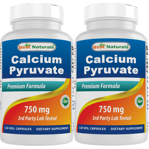 2 Pack Best Naturals Calcium Pyruvate 750 mg 120 Capsules - Walmart.com