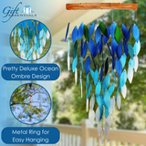 Blue Handworks Glass Wind Chime Deluxe Ocean Waterfall Wind Chimes for ...