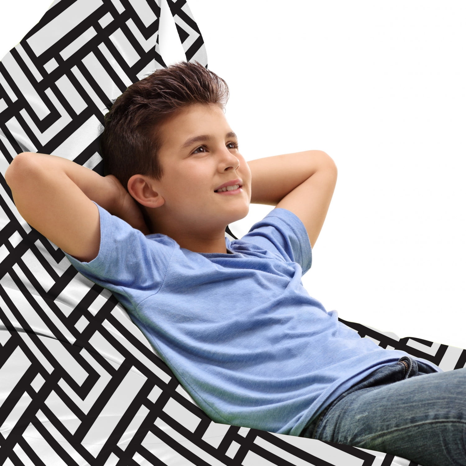 Black and White Lounger Chair Bag, Monochrome Interlocking Stripes ...