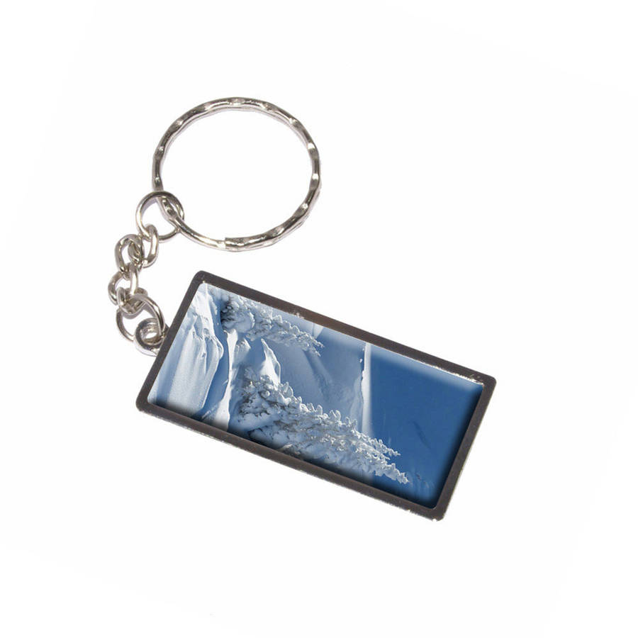 Snow Covered Mountain Slope Snowboarding Skiing Keychain Key Chain Ring ...
