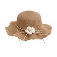 Women's Summer Wave Edge Bowknot Straw Knitted Hat, Holiday Tourism ...