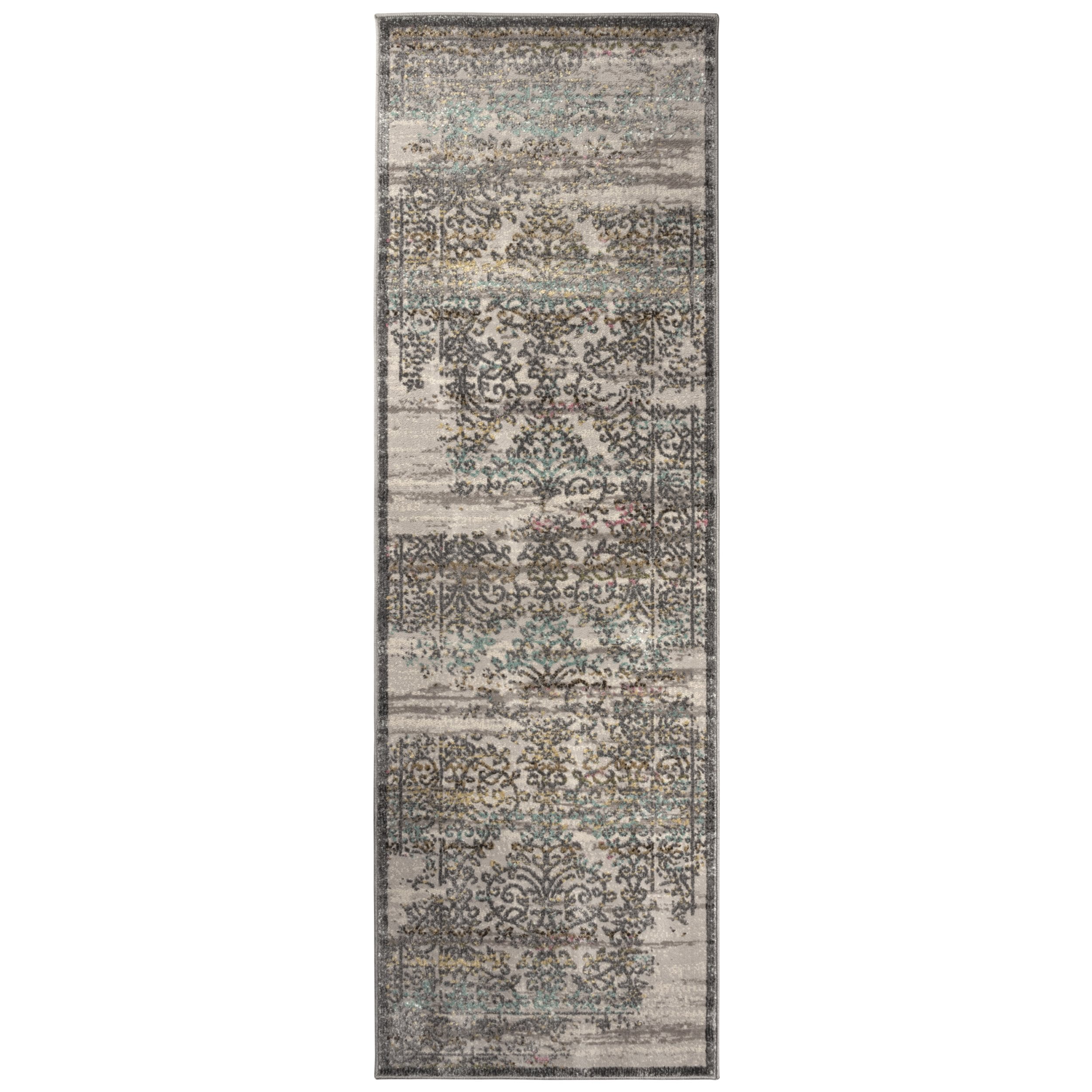 Astrid Mid-Century Vintage Distressed Floral Damask Area Rug Grey / 2.6 ...