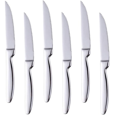 Stainless Steel Sharp Silver Steak Knife, 6 Pieces 18/0 Elegant Design ...
