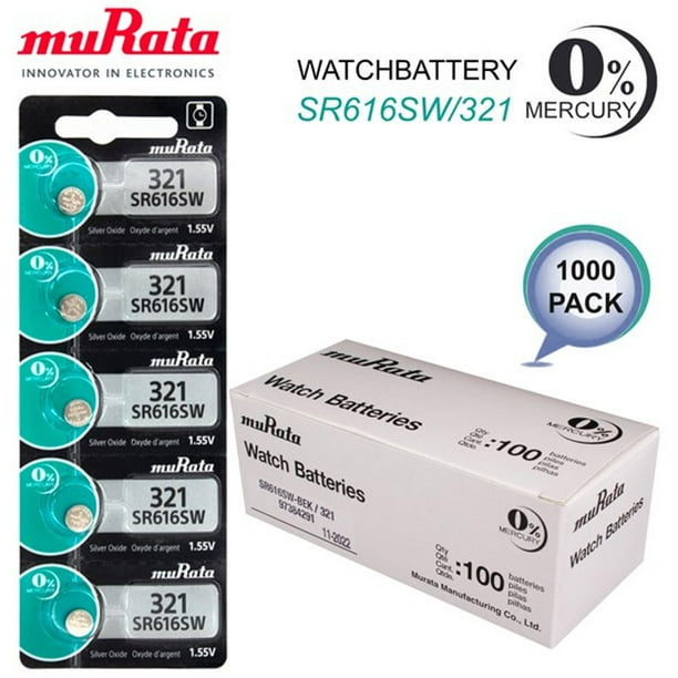 MURATA 321 New! 1.5V Watch Batteries (SR616SW) 1000 Wholesale Pack ...