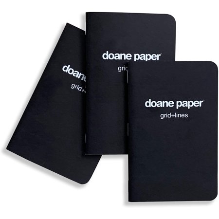 Doane Paper Grid + Lines Small Utility Pocket Sized Composition Notebook, 3 Pack, Unique Graph ...