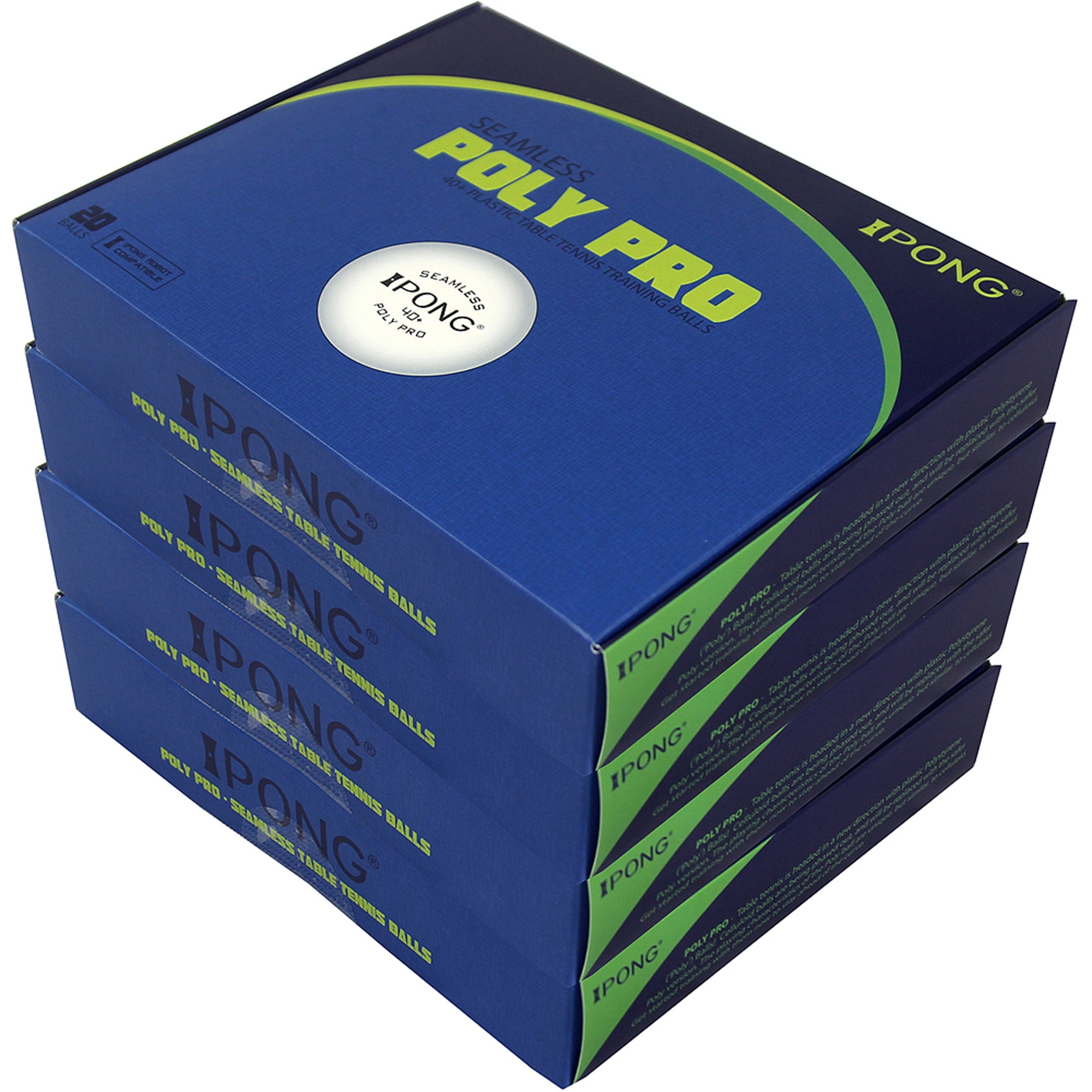 iPong Poly Pro Seamless 3-Star Tennis Training Balls, 40+mm, 80ct ...