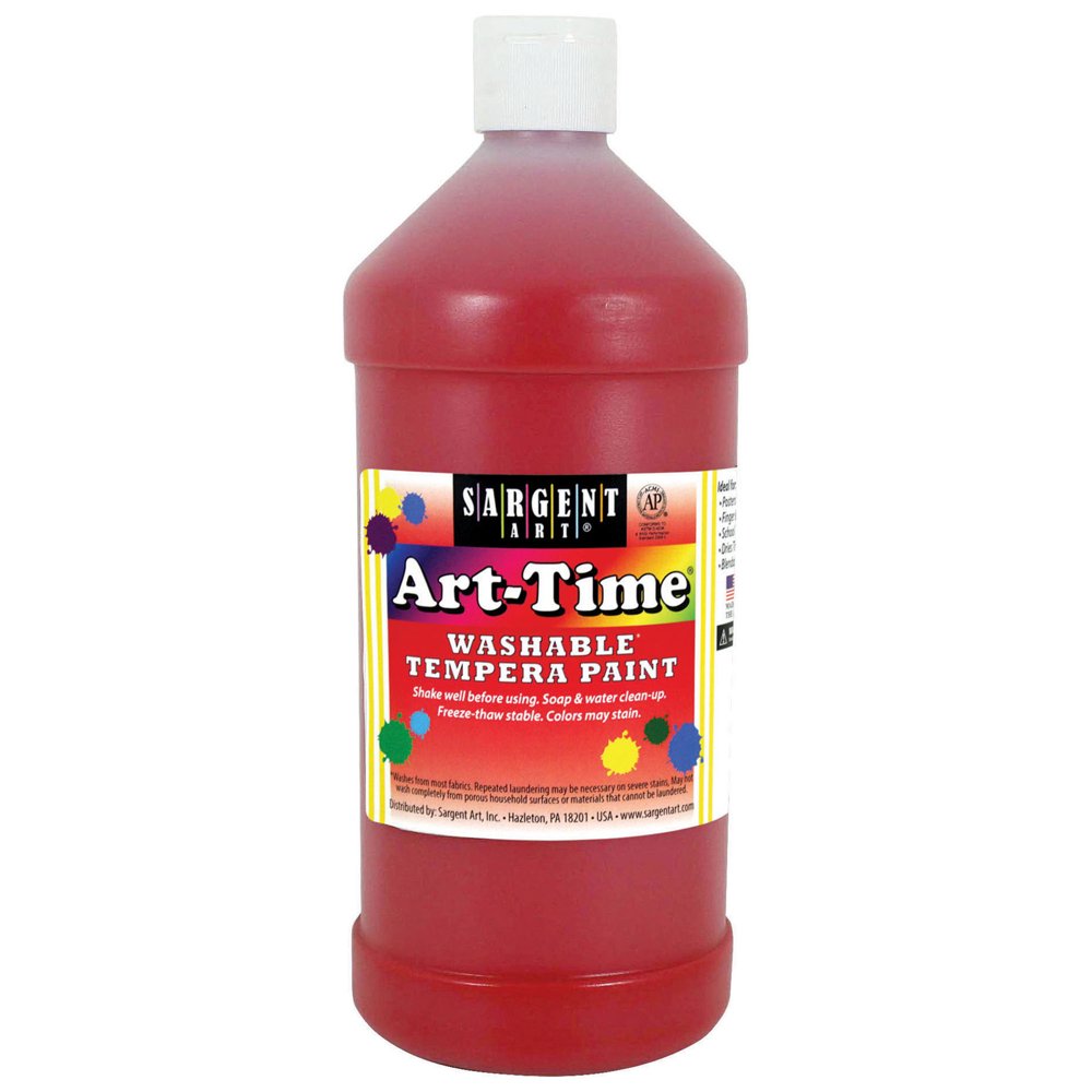 Art-Time® Washable Tempera Paint, Red - 32 oz., 6/pkg - Walmart.com ...