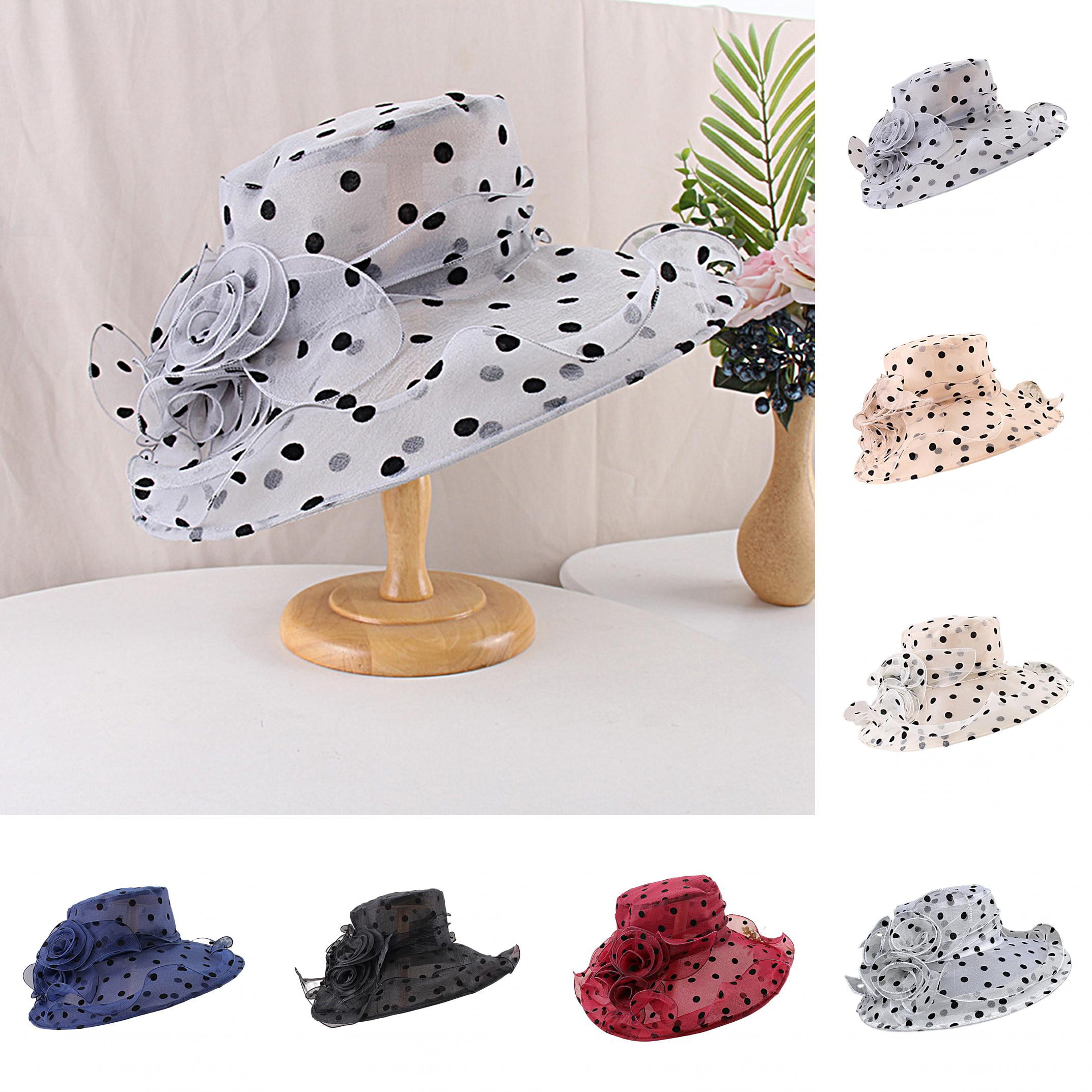 Shenmeida Lace Floral Design Dot Breathable Wide Brim Cap for Womens ...