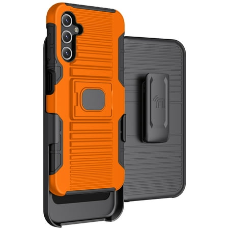 Case with Clip for Galaxy A14 5G (2023), Nakedcellphone Rugged Ring Grip Cover with Stand and ...