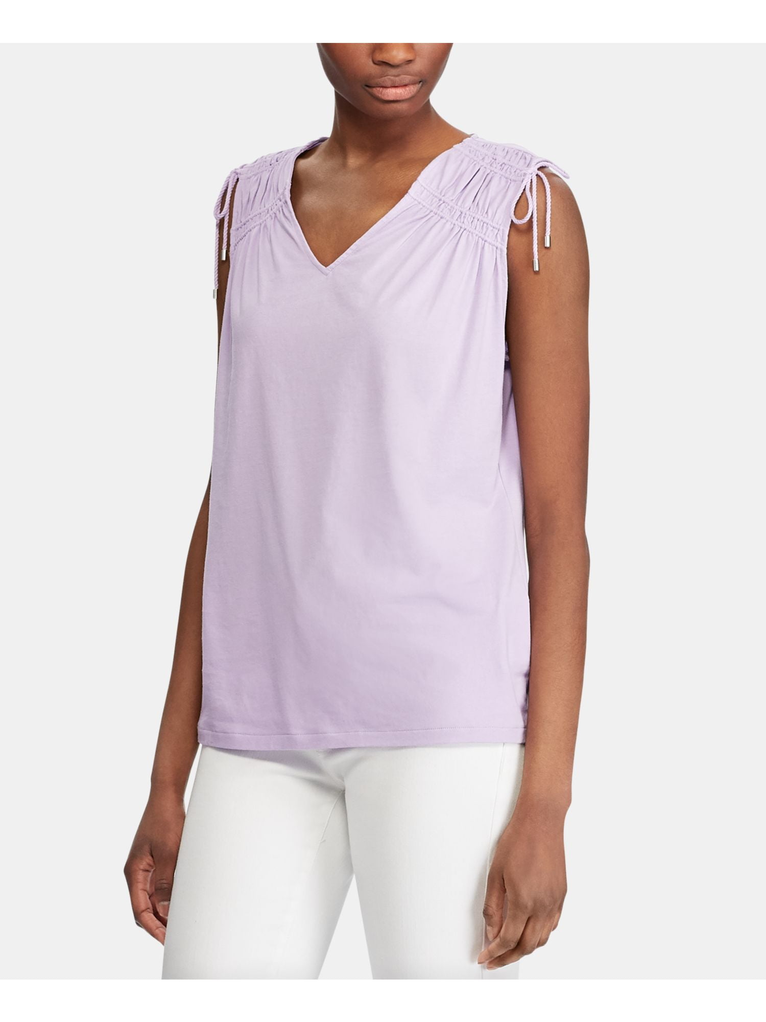 RALPH LAUREN Womens Purple Sleeveless V Neck Tank Top Size: L - Walmart.com