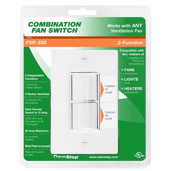 DewStop Fsr-500-W1 Combination Fan Switch 2-Function White, Pack Of 2 ...