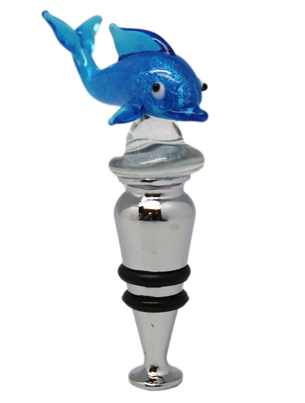 Ornamental Glass Wine Stopper - Hand Blown Glass Stopper (Blue Dolphin ...