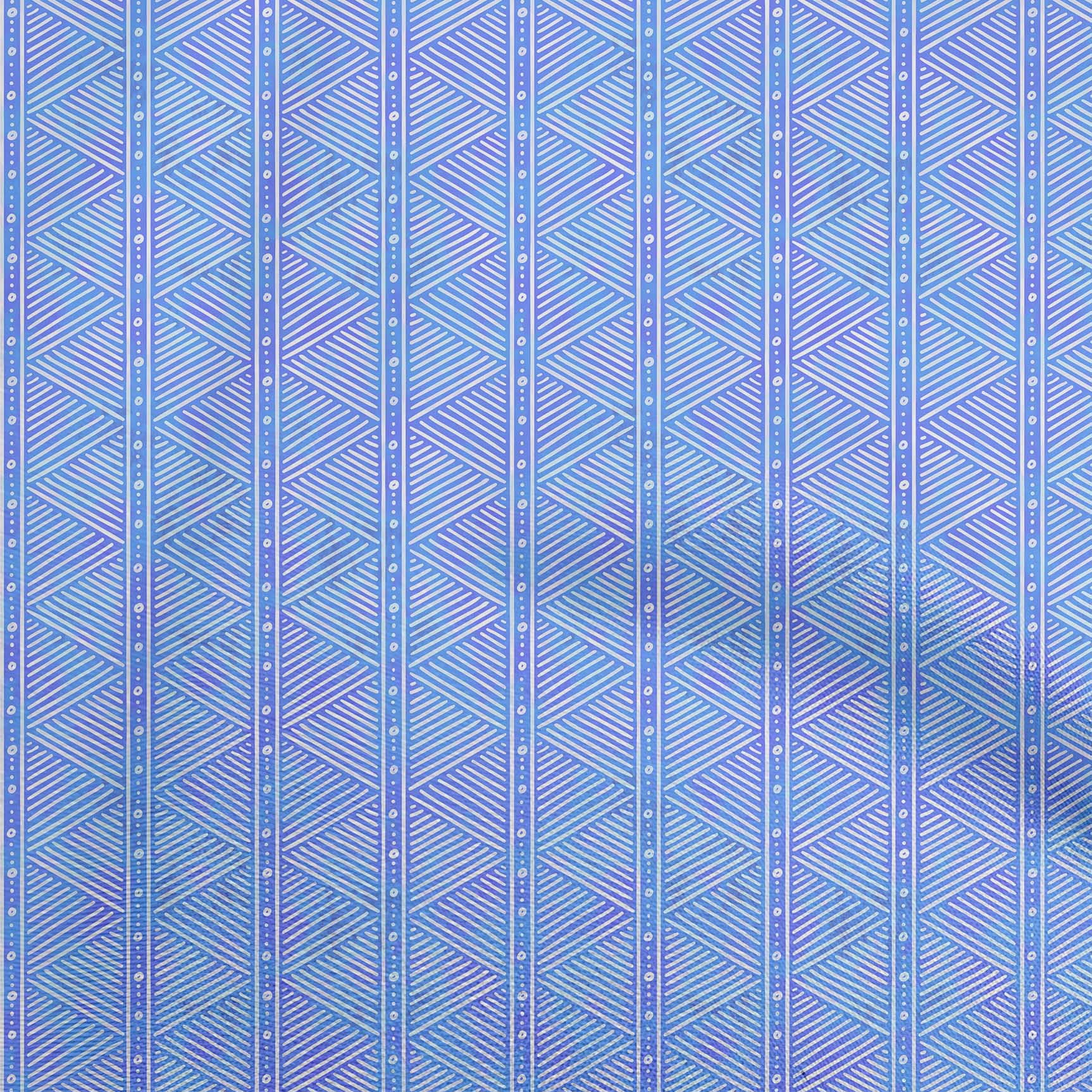 oneOone Velvet Medium Blue Fabric Geometric Lines Dress Material Fabric ...