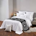 Abstract Art Bed Runner King Size Black Ethnic Simple Line Theme Soft ...
