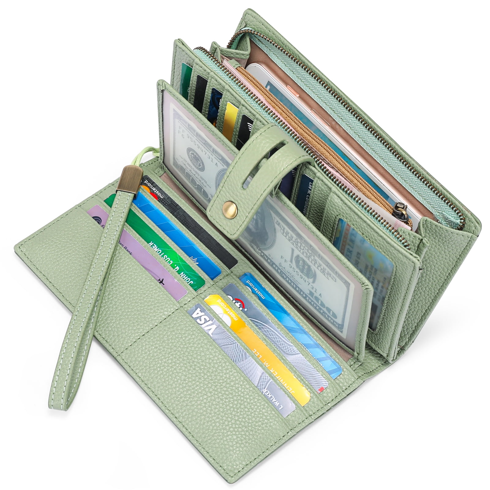 Sendefn Women Wristlet Wallets Large Capacity RFID Blocking Leather ...