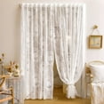 1 Panel No Drill Lace Sheer Curtain, Jacquard Flower Tulle Curtain with ...