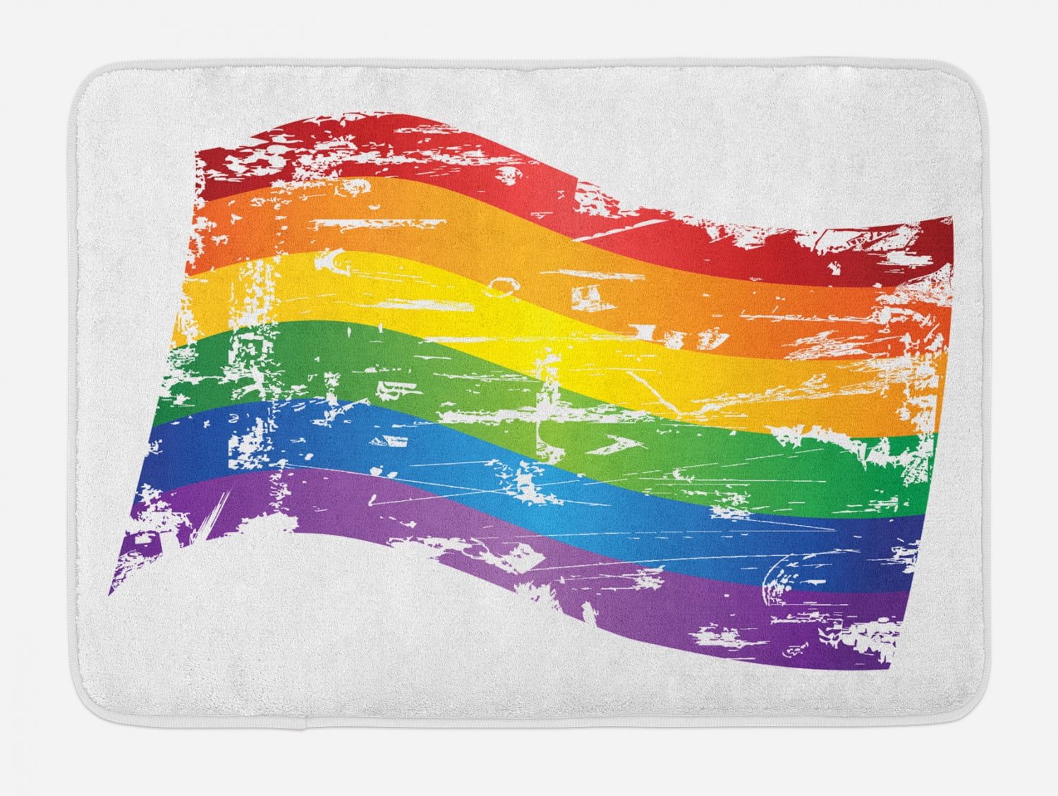 Vintage Rainbow Bath Mat, Grunge Style Gay Pride Flag LGBT Community ...