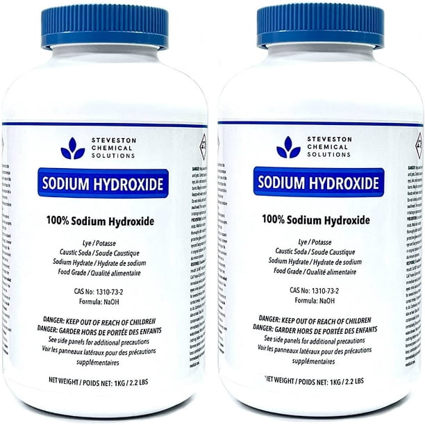 2 Pack of Sodium Hydroxide (Lye/Caustic Soda) - Food Grade/Kosher - 2kg ...