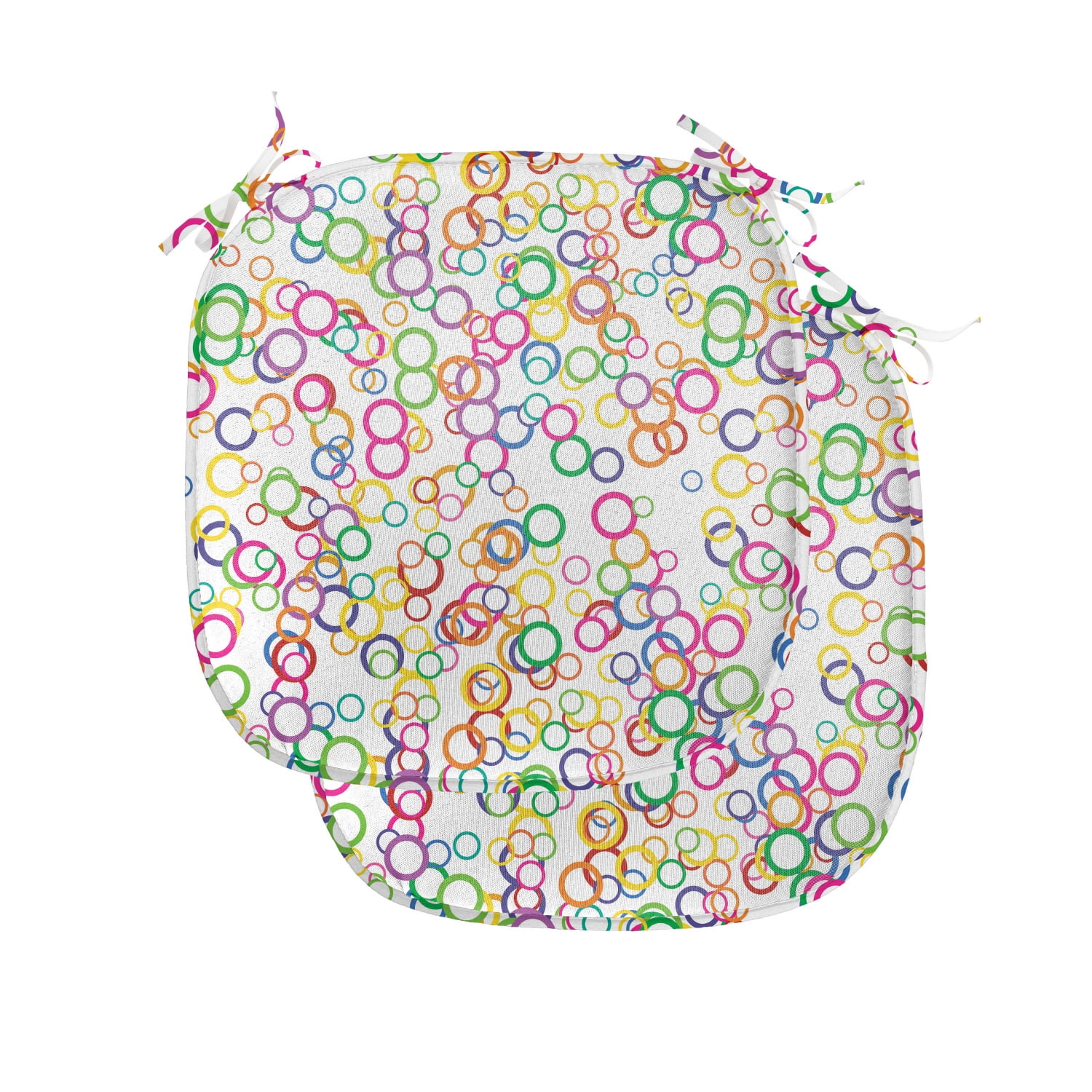 Rainbow Chair Seating Cushion Set of 2, Circles Rainbow Party ...