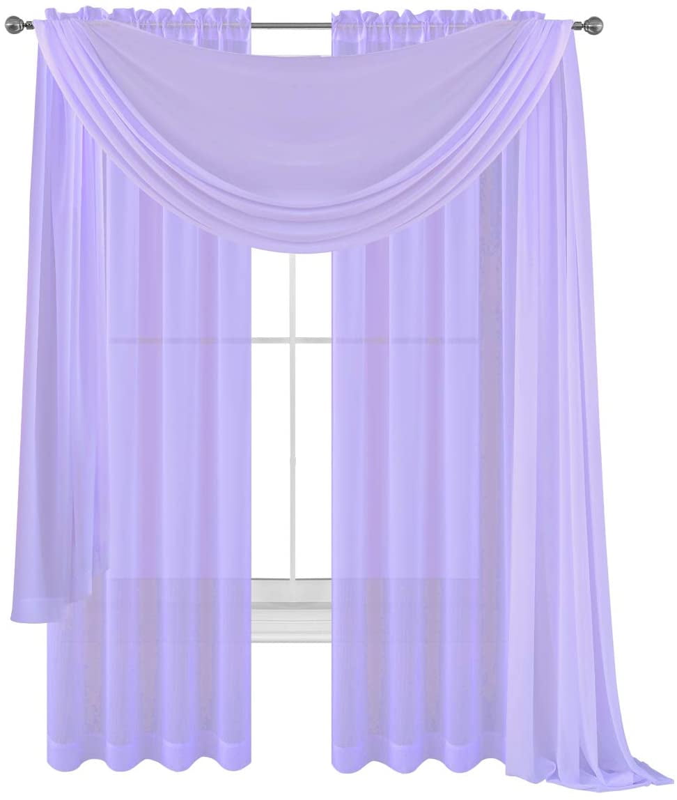 Lavender Purple Drape/Panels/Scarves/Treatment Beautiful Sheer Voile ...