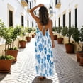 All-Over Print Backless Cross Strap Slip Dress, Loose A-Line Slim Fit ...