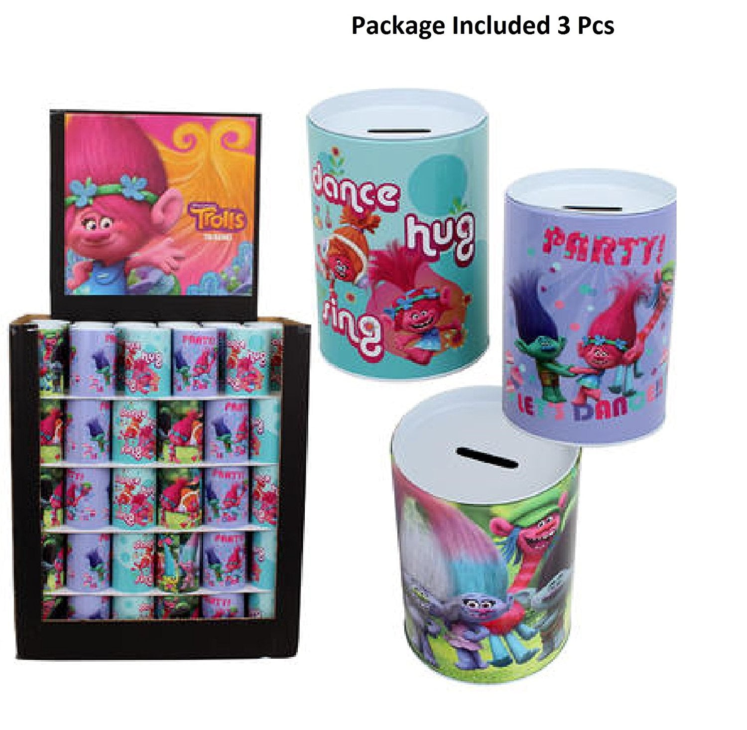 New DreamWorks Trolls Penny Bank - Asst, 5.9"H -3 Pack - Walmart.com