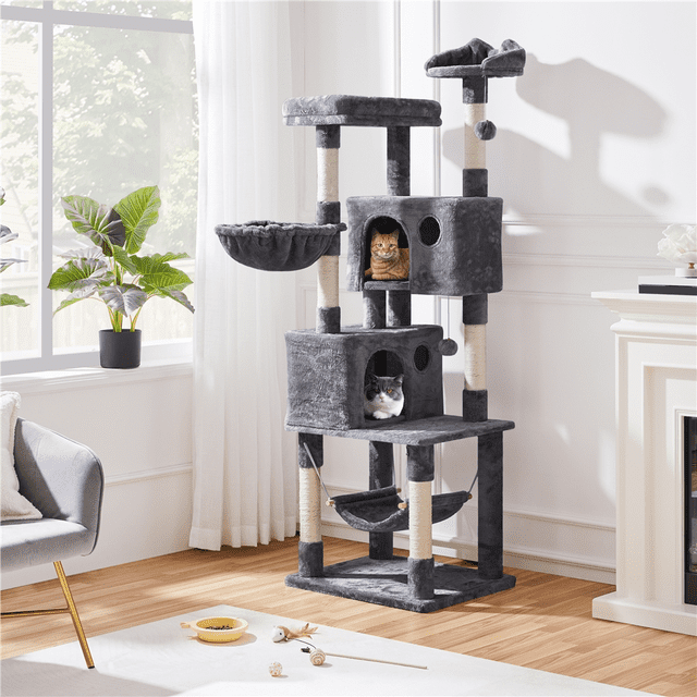 Topeakmart 73''H Multilevel Cat Tree with Hanging Hammocks, Basket ...
