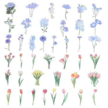 Transparent Tulips Flower Vinyl Stickers, PET Clear Flowers Decals ...