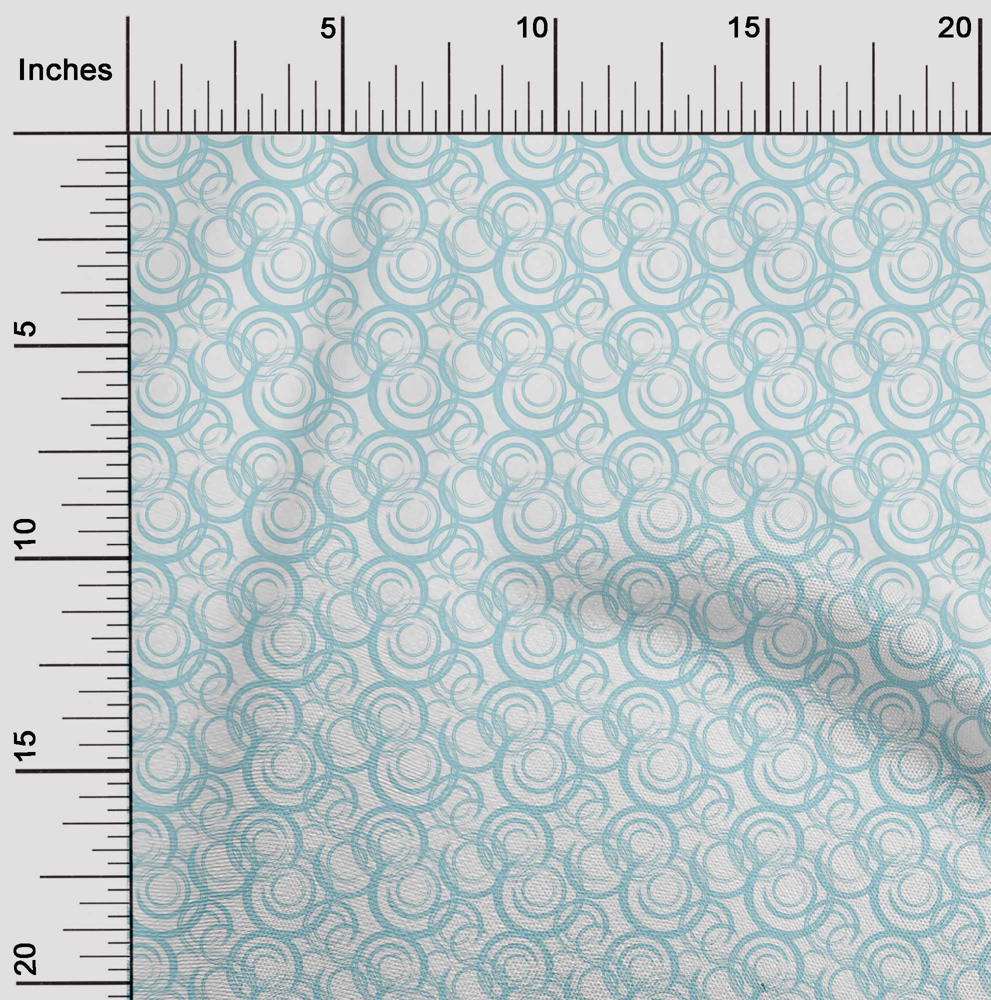oneOone Viscose Chiffon Sky Blue Fabric Circles Geometric Fabric For ...