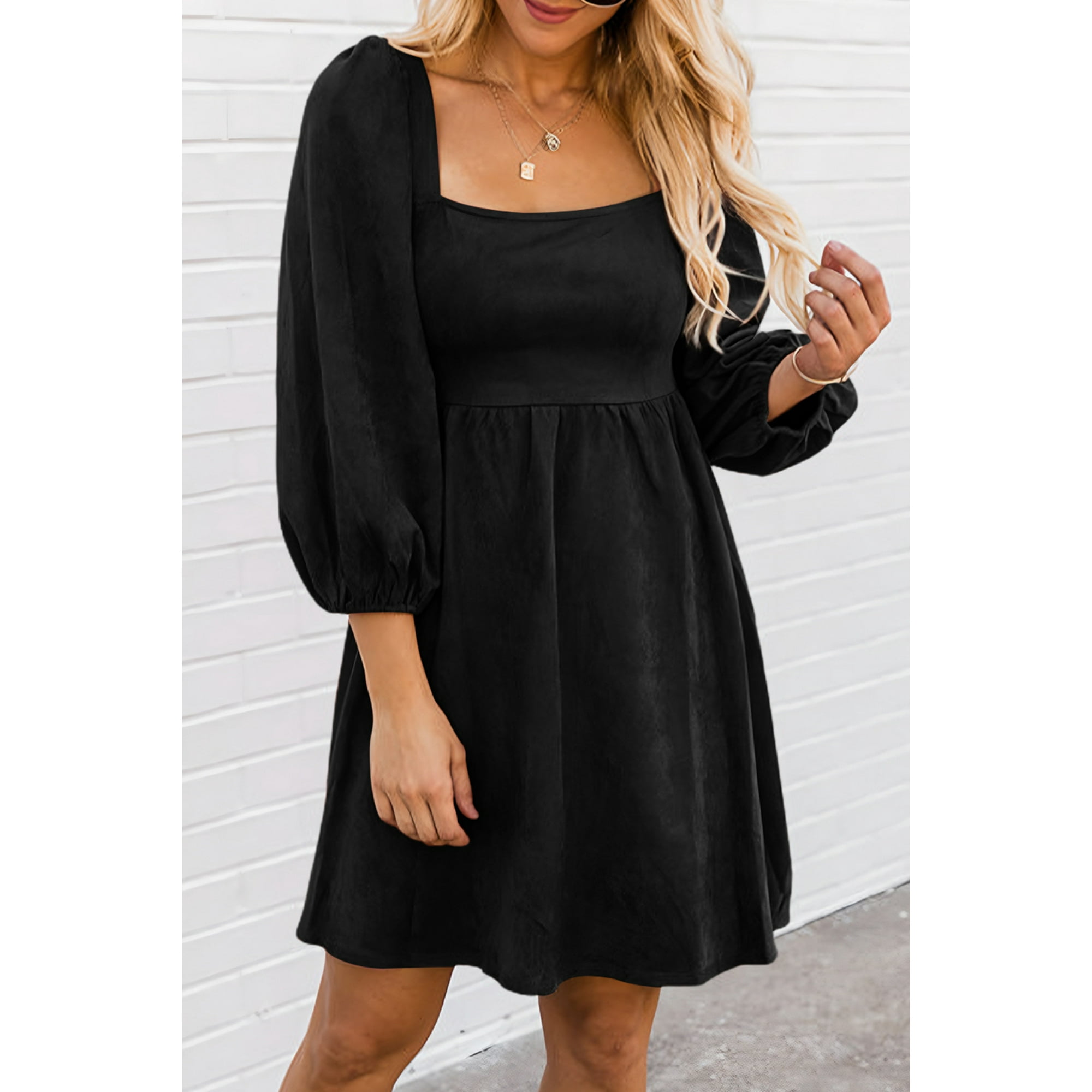 Click here for Folunsi Sleek Square Neck Puff Sleeve Mini Dress -... prices
