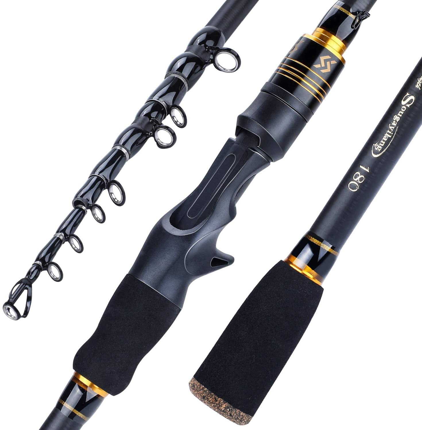 Sougayilang Fishing Rod Carbon Fiber Spinning Casting Rod Telescopic ...