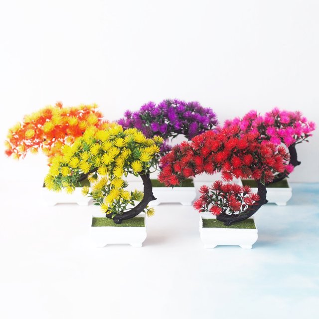 Fake Bonsai Compact Decorative Colorful Beautiful Artificial Flower ...