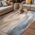 Abstract Marble Texture Outdoor Rug, Grey Gold Gradient Wave Watercolor ...