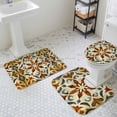 Abstract Art Yellow Flowers Bathroom Rugs Set Modernism Simple Style ...