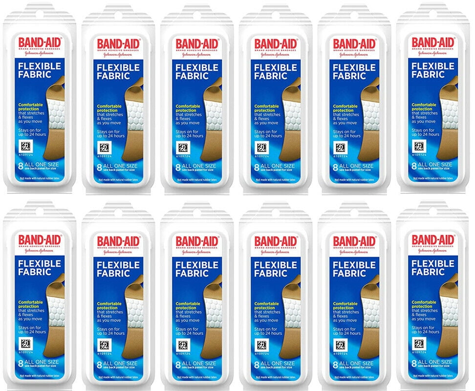 12 Packs Of Band Aid 8 Per Pack Flexible Fabric Travel Pack - Walmart.com