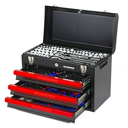 WORKPRO 408-Piece Mechanics Tool Set with 3-Drawer Heavy Duty Metal Box (W009044A) | Walmart Canada